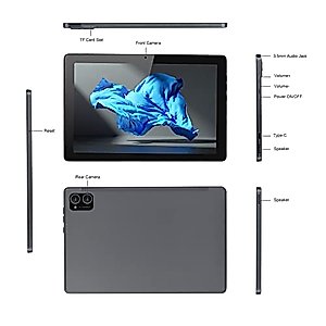 C idea Android 12 Tablet, 2023 10 Inch Tablets PC with Google Play,64GB ROM 3GB RAM/128GB Expand,HD IPS Display Octa-core Processor,Dual Camare,5.5 Hours Battery,GMS Certified(Space Gray)