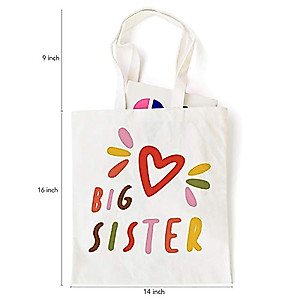 Ihopes Big Sister Reusable Tote Bag | Cute Big Sister Canvas Tote Bag Gifts for Girls Daughter Sister | Perfect birthday gifts/Birth Announcement/New Pregnancy Gift