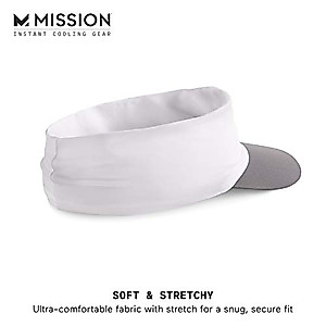 MISSION Cooling Visor, Bright White - Unisex Fit for Men & Women - Lightweight & Durable - Cools Up to 2 Hours - UPF 50 Sun Protection - Machine Washable