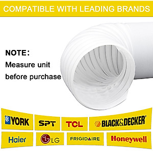 Portable Air Conditioner Hose, 5.9" Diameter Anti-Clockwise Thread,Length up to 80" - AC Hose with LG and More