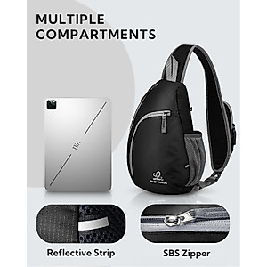 WATERFLY Crossbody Sling Bag Small Water Resistant Backpack Lightweight Shoulder Chest Daypack for Men Women Hiking Travel
