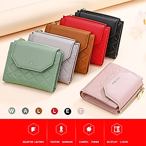 SUMGOGO Small Wallet for Women Leather Card Holder Case Bifold Zipper Coin Pocket Purse