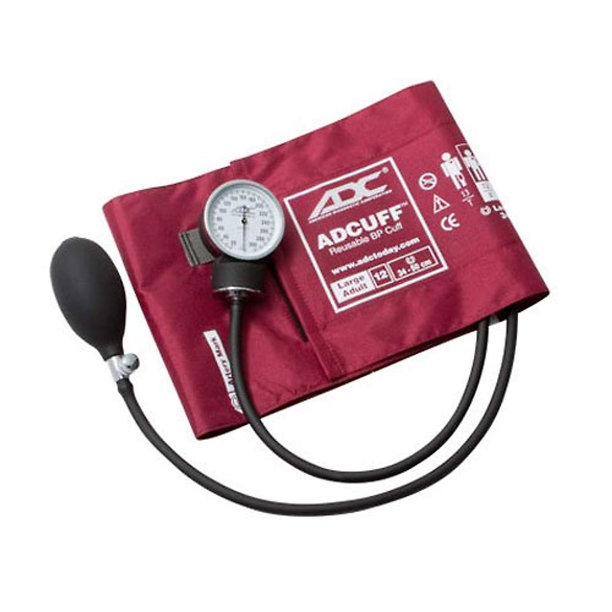ADC 760-12XBD Aneroid Sphygmomanometer, Burgundy, Large Adult