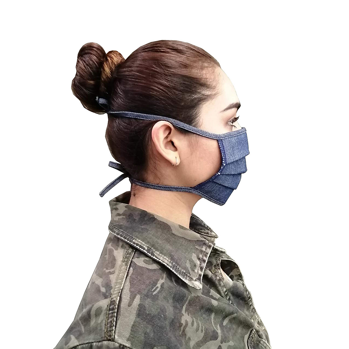 Adjustable Cotton Blend Face Cover 3-Pack, Blue Twill, 65% Poly Blend - Assorted Blue, 5 in x 4.5 in x 0.5 in (226673)