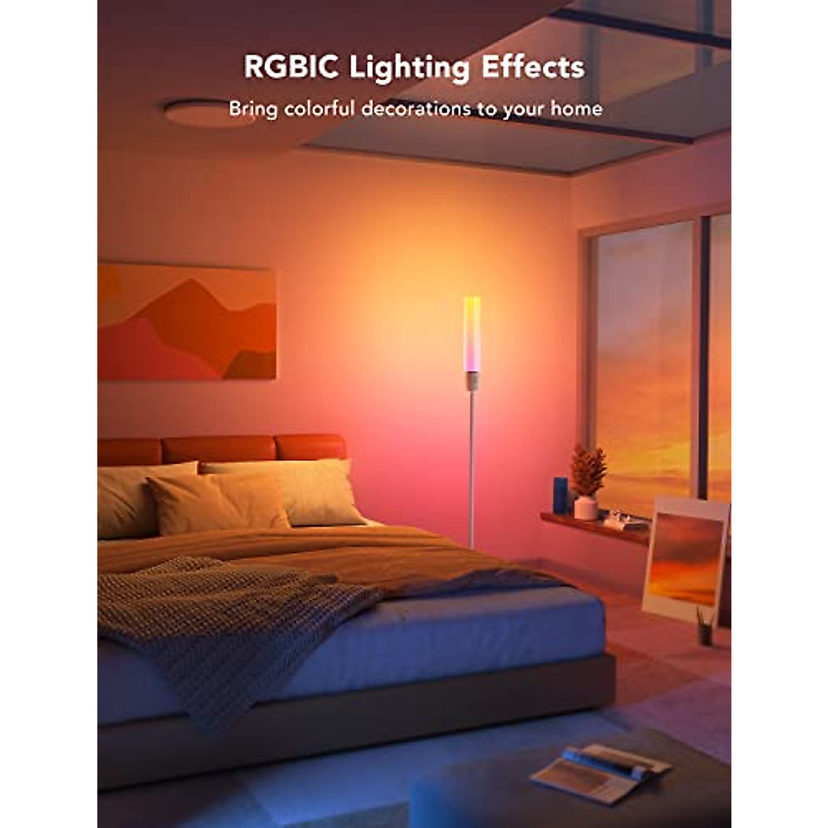 Govee RGBIC Floor Lamp, LED Corner Lamp with Wi-Fi App Control, Smart Floor Lamp with DIY Mode, 64+ Scenes, Music Sync, 1500 Lumens Modern Cylinder Standing Lamp for Bedroom, Living Room