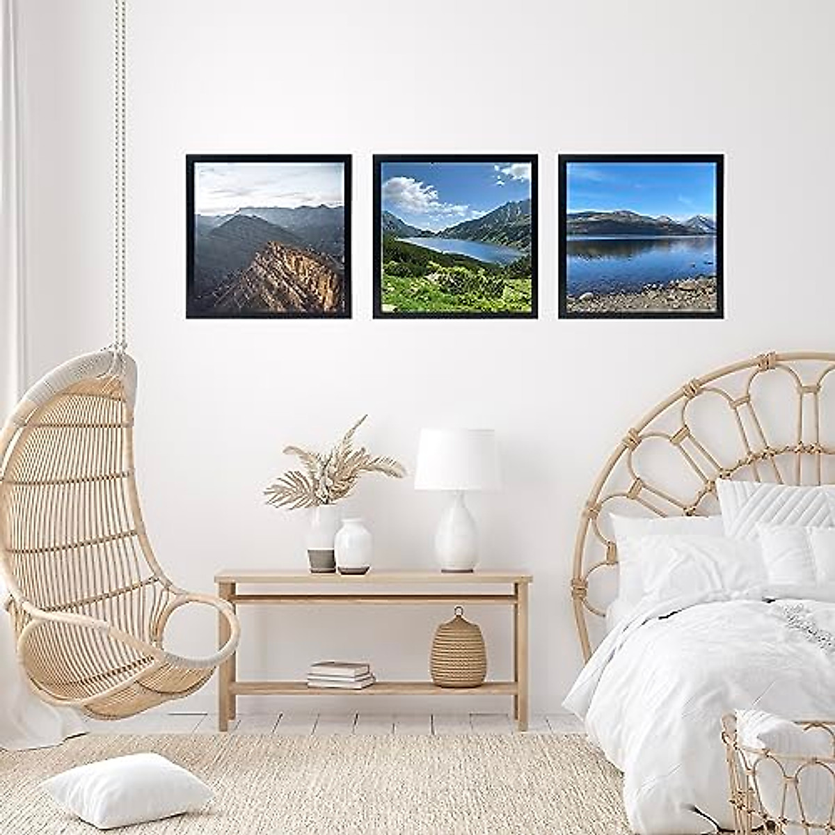 JCJMY 12x12 inch Picture Frame, Horizontal and Vertical Formats for Wall Hanging, 12 x 12 Square Wall Gallery Poster Photo Frame with Durable Shatter Resistant Plexiglass, Black