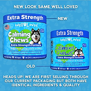Well Loved Calming Chews for Dogs - Dog Anxiety Relief, Made in USA, Vet Recommended, Dog Calming Chews - Anxiety Relief Treats, Melatonin for Dogs, Hemp Dog Treats for Calming, Extra Strength