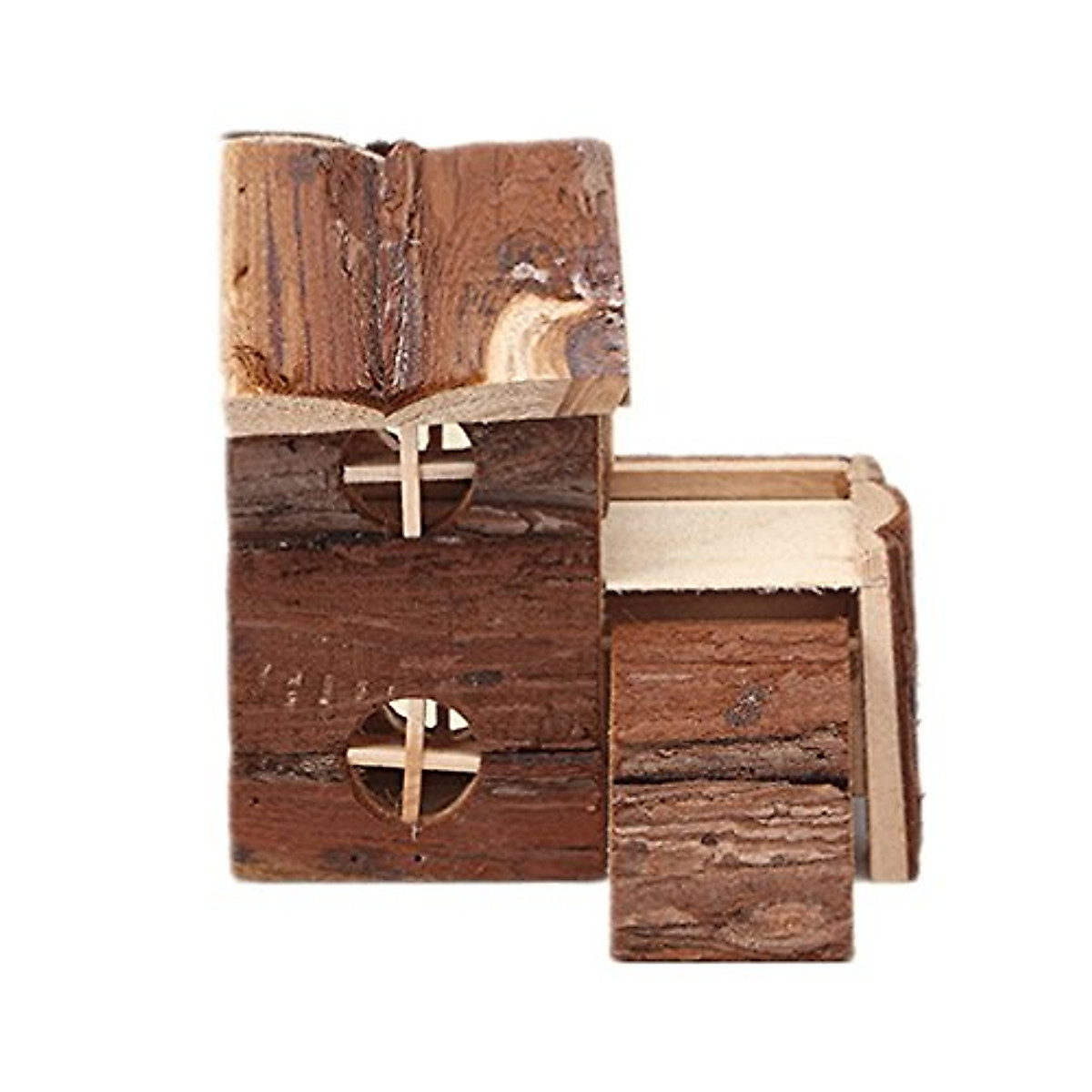 emours Natural Chewable Hamster Hideout Wooden Hut Play House, Small