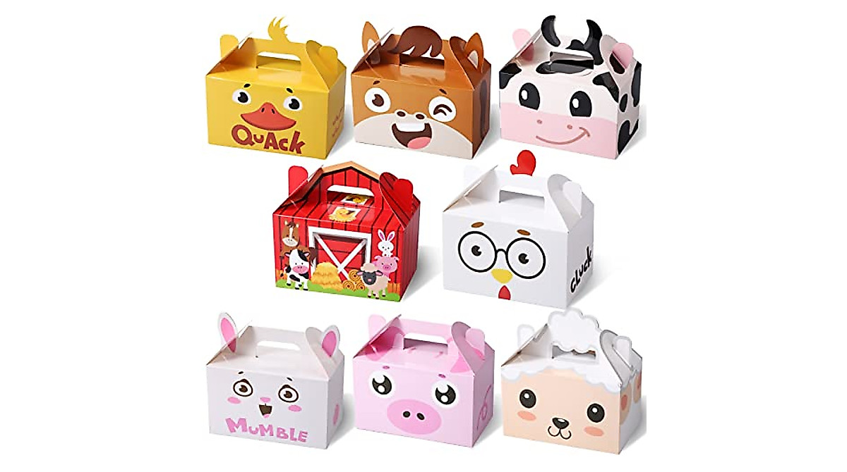 Farm Animal Gift Boxes | 24 Pack for Barnyard & Farm Themed Parties