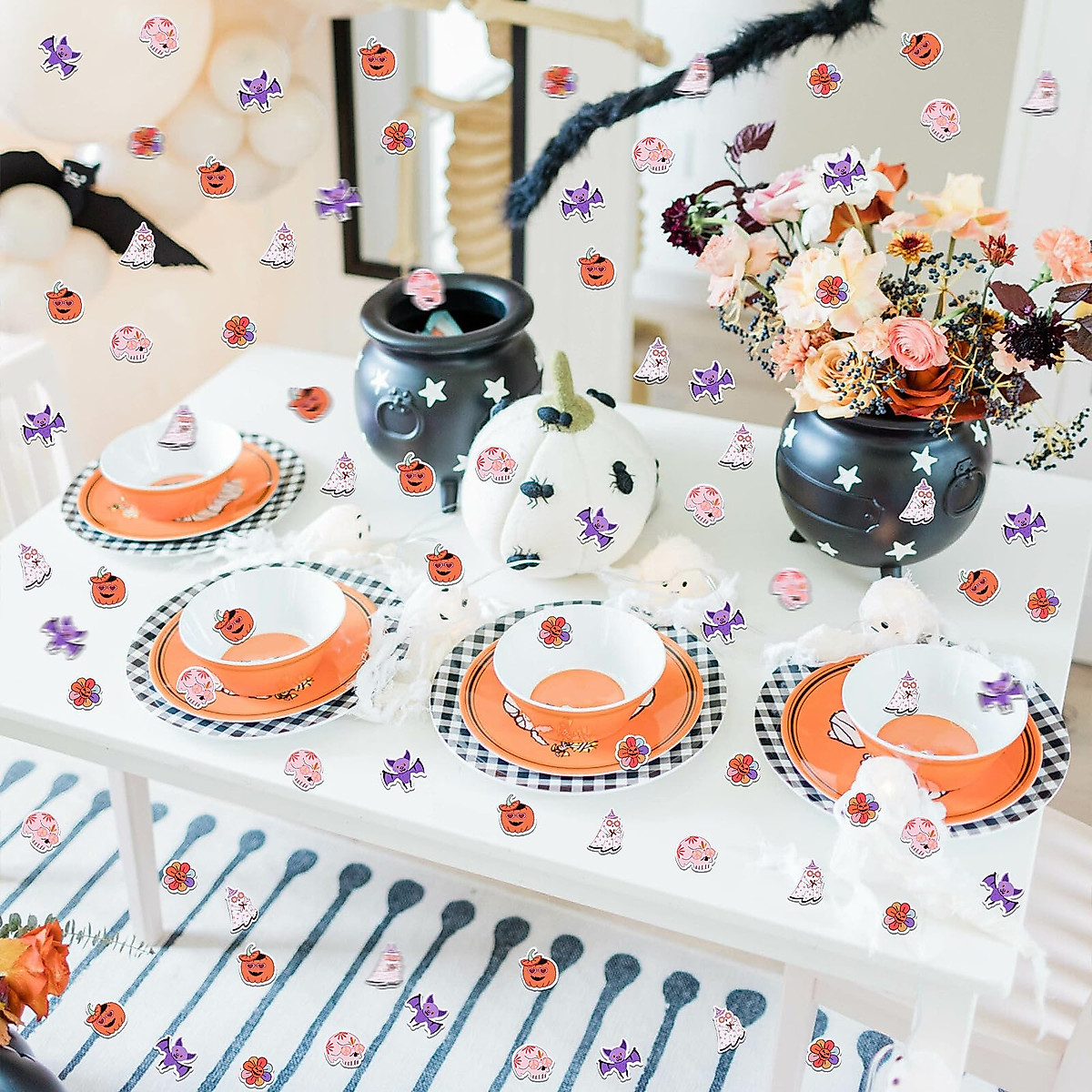 Sursurprise Groovy Halloween Decorations, 200PCS Groovy Hippie Halloween Confetti for Tables, Groovy Hippie Retro Halloween Birthday Baby Shower Bridal Shower Bachelorette Party Supplies