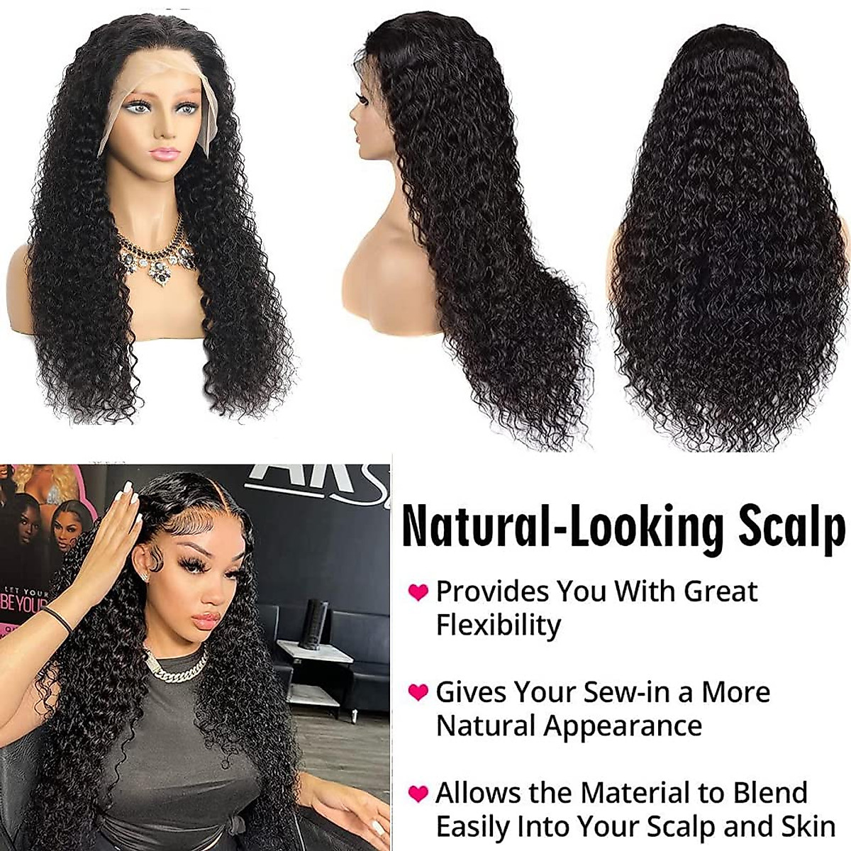 30 Inch Lace Front Wig Human Hair for Black Women 180% Density HD Transparent 13x4 Deep Wave Lace Front Wigs Human Hair Pre Plucked Wet and Wavy Brazilian Curly Glueless Lace Frontal Wigs (30Inch）