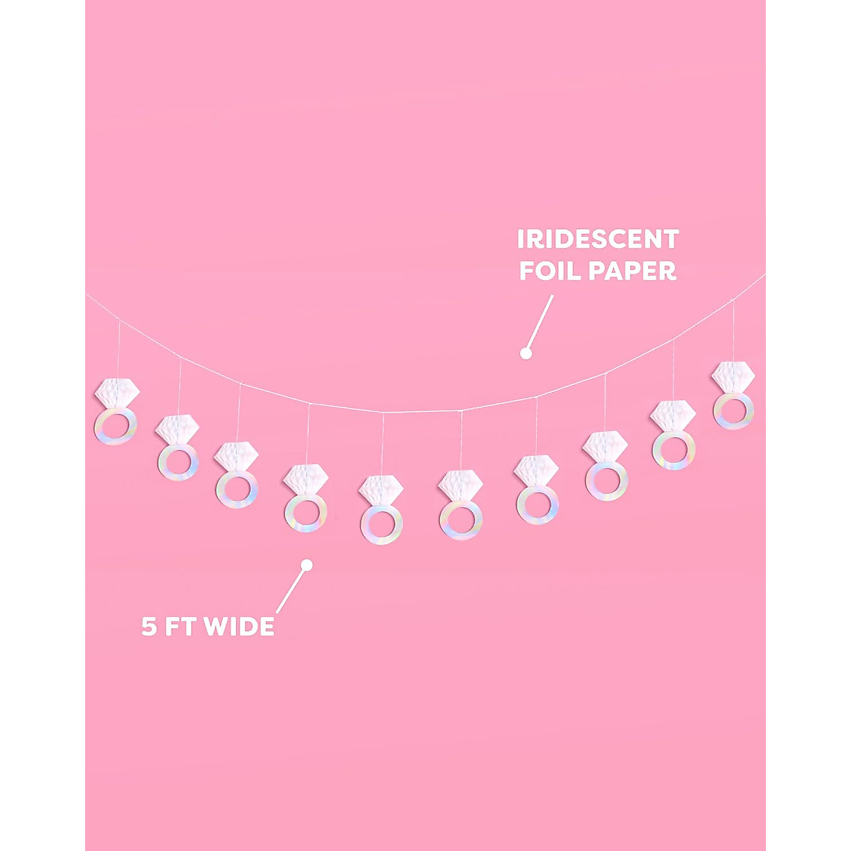 xo, Fetti Diamond Ring 3D Pop Up Banner - 5 Ft. | Engagement Party Decoration, Proposal Decor, Bachelorette Backdrop, Bride To Be Photobooth, Bridal Shower Supplies