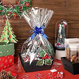 106 Pcs Empty Gift Basket Set 30 Cardboard Gift Basket 8 x 6 x 3 Inch Empty Baskets for Gifts with Handles, 40 Bags, and 36 Multicolor Bows for Party Home Wedding Birthday Food Serving Storage (Black)