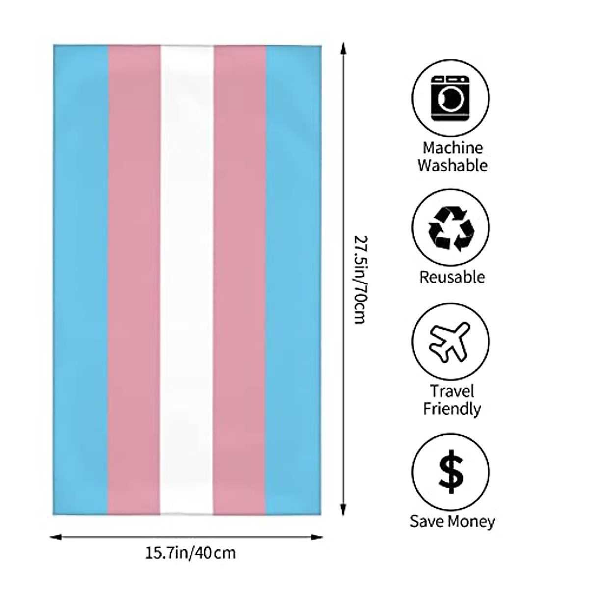 TSHIGO Transgender Pride Flag Towel 27.5x16 Inches Absorbent Hand Towel Superfine Fiber Bathroom Washcloth