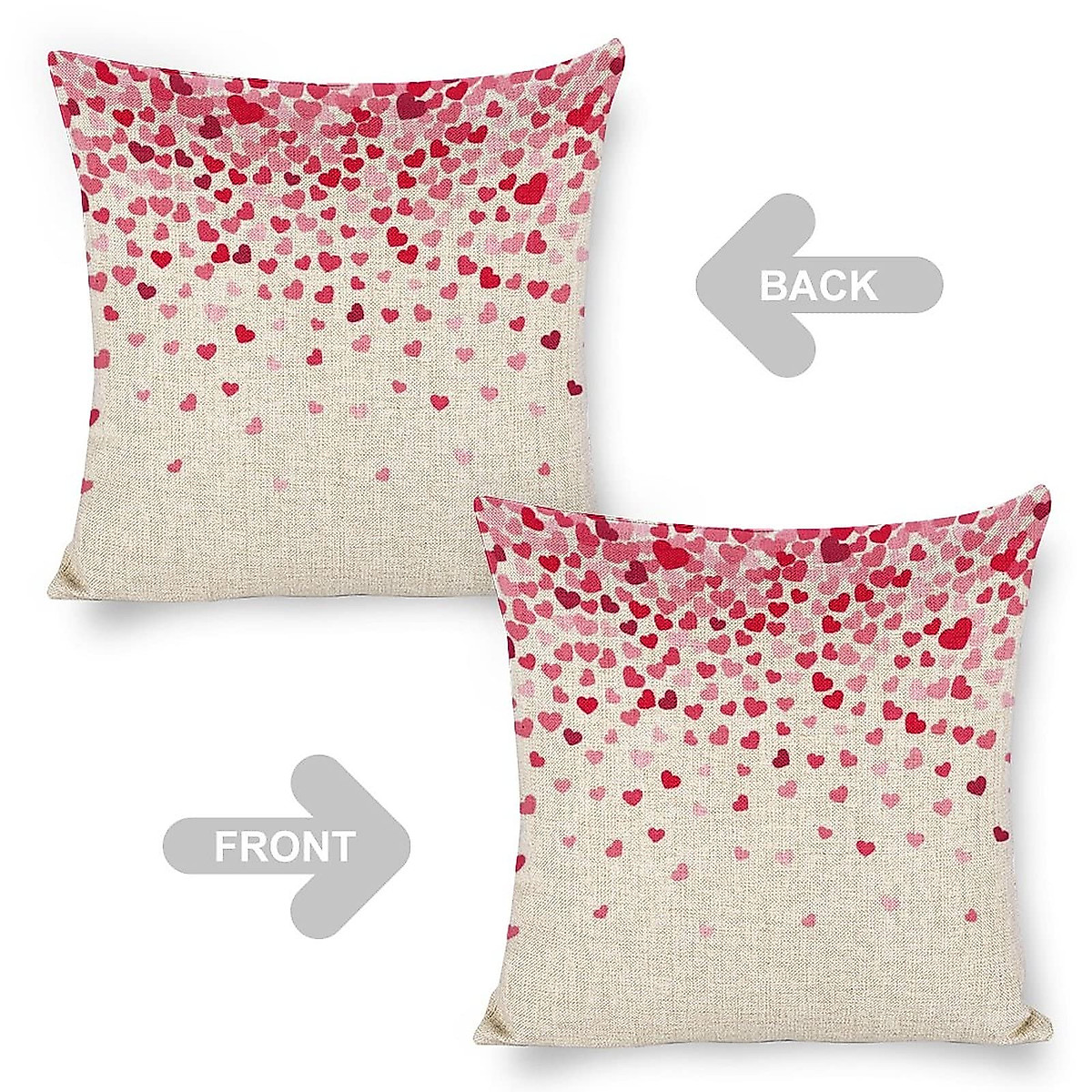 Flying Heart Romantic Throw Pillow Covers 18×18 Pillowcases Set of 2 Valentine's Day Linen Decorative Square Pillow Case Cushion Covers Standard Size for Sofa Couch Outdoor Bed Pillow Protectors