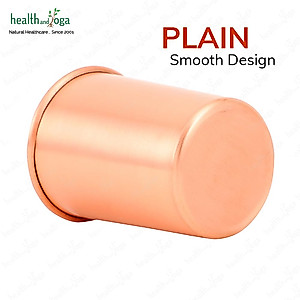SoulGenie HealthAndYoga™ qCup Pure Copper Tumblers for Drinking - Ayurvedic Health Pure Copper Cups – 2 pcs. set - 250 ml.(8 fl oz) (Plain)