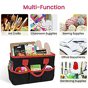 Godery Desktop File Folder Tote and Stock Organize, Fundamentals Art Organizer Storage Craft Tote Bag for Office Desk Organize, Make-up Storage Tote with Handles for Travel or Daily Use, Black