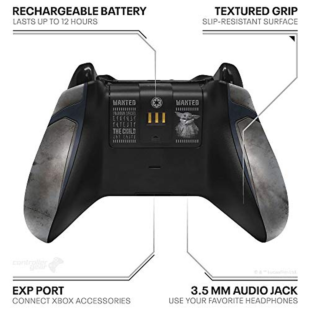 Controller Gear Star Wars: The Mandalorian Baby Yoda, Xbox Wireless Controller + Pro Charging Stand Bundle for Xbox-Limited Edition-Officially Licensed By Xbox, Disney, Lucasfilm Ltd. - Xbox One