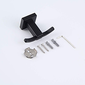 GERZWY Bathroom Matte Black Coat Hook SUS 304 Stainless Steel Double Towel/Robe Clothes Hook for Bath Kitchen Contemporary Hotel Style Wall Mounted 2 Pack EG1508-BK