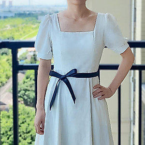 Women Long Silk Bow Tie, Ladies Satin Self Necktie/Ribbon BowTie For T-shirt Decoration Valentine's Day Gift W-B-T1 (black)