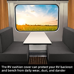 RunNico RV Dinette Cushion Cover-Elastic Camper Cushion Slipcovers-Stretchable Loveseat Sofa Furniture Protector for RV Camper Car Bench (1 Backrest Cover & 1 Bench Cover) (Grey)