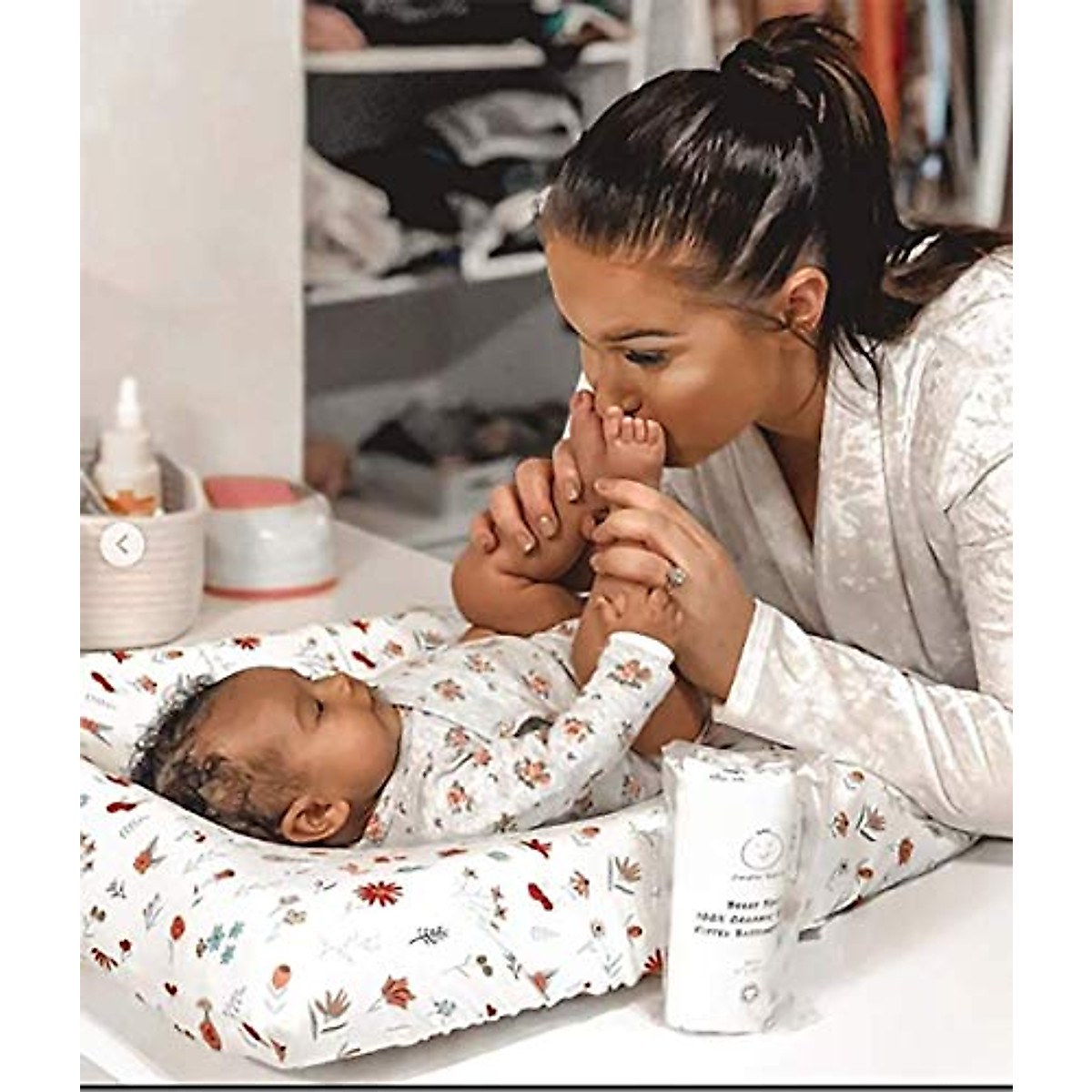 Changing Pad Cover Floral Organic Cotton for Girls (Changing Pad)