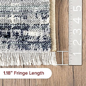 nuLOOM Fringed Performance Indoor Area Rug, Power Loomed, Easy Clean, Durable, Non-Shed, 8' x 10', Vanita Beige