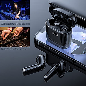 HORNORM Wireless Earbuds Bluetooth 5.0 Headphones with Microphone Stereo Gaming Sport in Ear Earbuds Headsets with LED Display Charging Case,48Hrs Playtime Stereo Sound