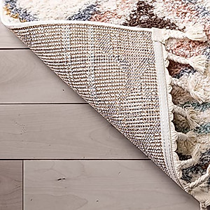 Well Woven Anetta Multi Ivory Tribal Diamonds Medallion Retro Shag Area Rug 9x13 (9'3" x 12'6")