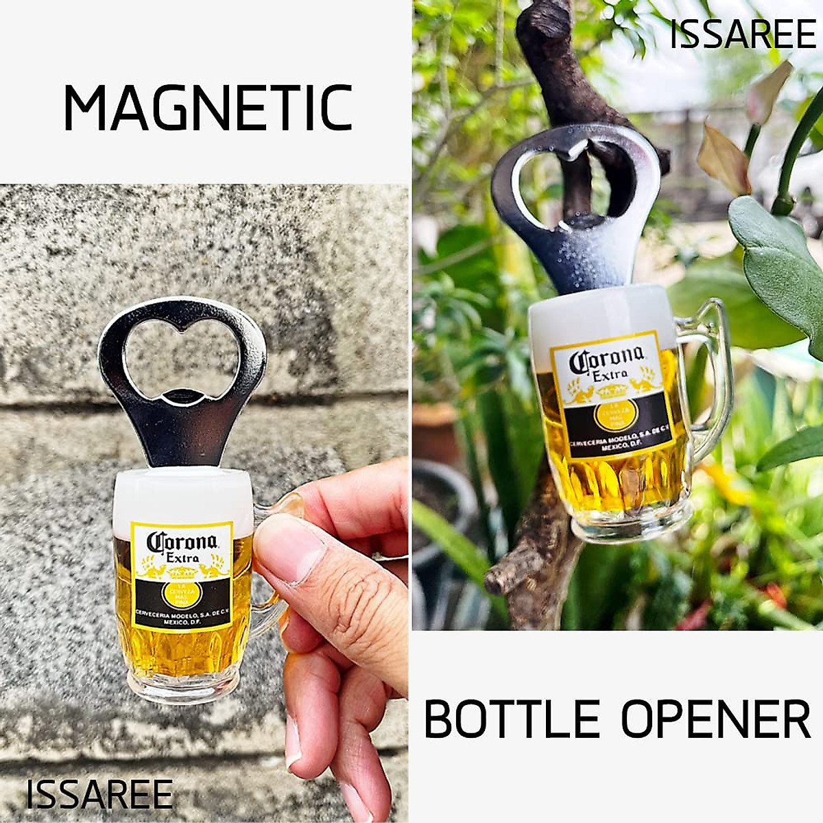 Magnetic Beer Bottle Opener Mug Shape Bottle Bar Refrigerator Decor Cool Unique Birthday Gifts Collection (Corona Extra)