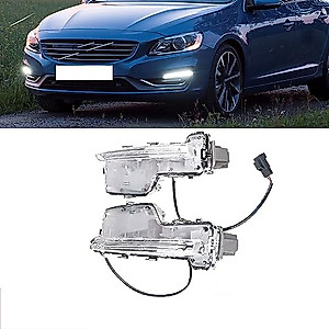 WOZIES 1Pair For Volvo S60 2014-2018 Front Bumper Fog Light DRL Daytime Running Lamp 31434567 31434568