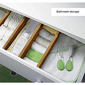 Bamboo Drawer Dividers Set of 4, Adjustable Drawer Organizers for Kitchen, Bedroom, Bathroom, Dresser & Office (13"-17")