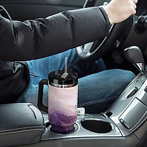 SEHANY Purple Marble 30 Oz Tumbler with Lid and Straw, Double Vacuum Stainless Steel Insulated Sports Water Bottle Cup Holder Friendly Leak-Proof Travel Coffee Cup for Iced Drink