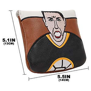 Craftsman Golf Funny Brown and White Happy Large Mallet Putter Headcover for Heel Shaft Putters