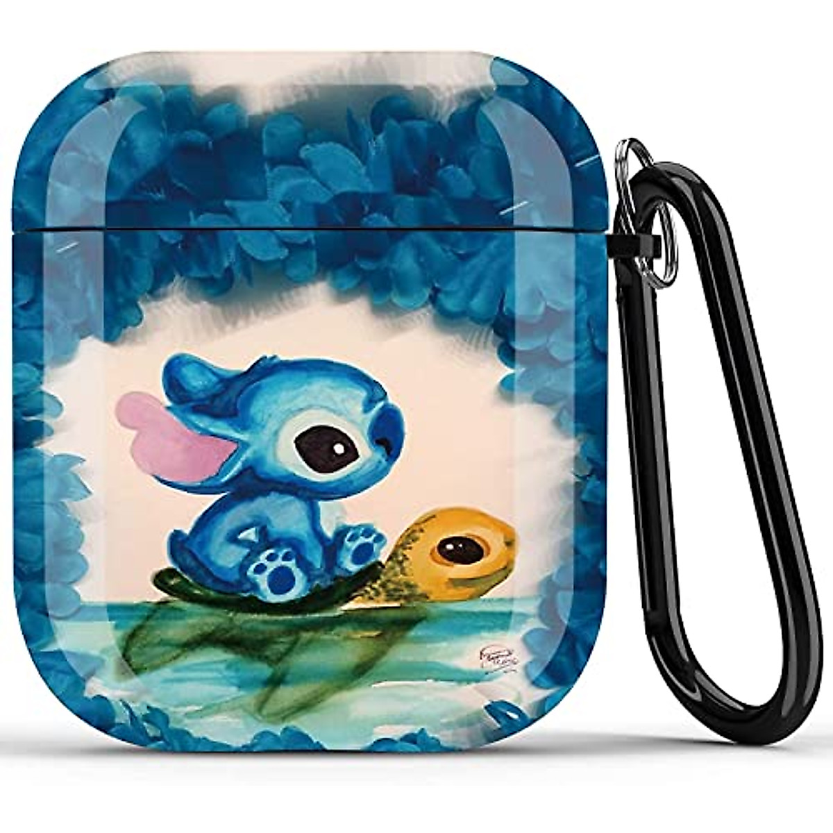 Tortoise Airpods Case, Wonjury Airpod Case Protective Hard Case Cover Portable & Shockproof Women Girls with Keychain for Apple Airpods 2/1 Charging Case (Stitch/Turtle)