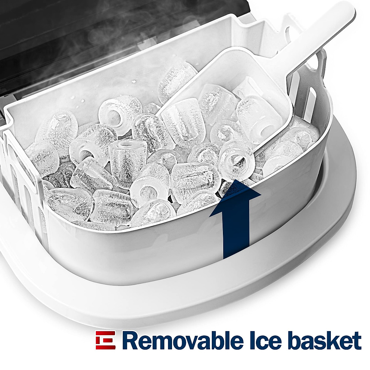 Euhomy Ice Maker Machine Countertop, 26 lbs in 24 Hours, 9 Cubes Ready in 6 Mins, Self-Clean Electric Ice Maker Compact Potable Ice Maker with Ice Scoop and Basket. for Home/Kitchen/Office.(Black)