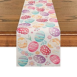 Table Runner 72 Inches Long,Spring Cute Eggs Holiday Kitchen Farmhouse Dining Table Runner for Home Party Decor