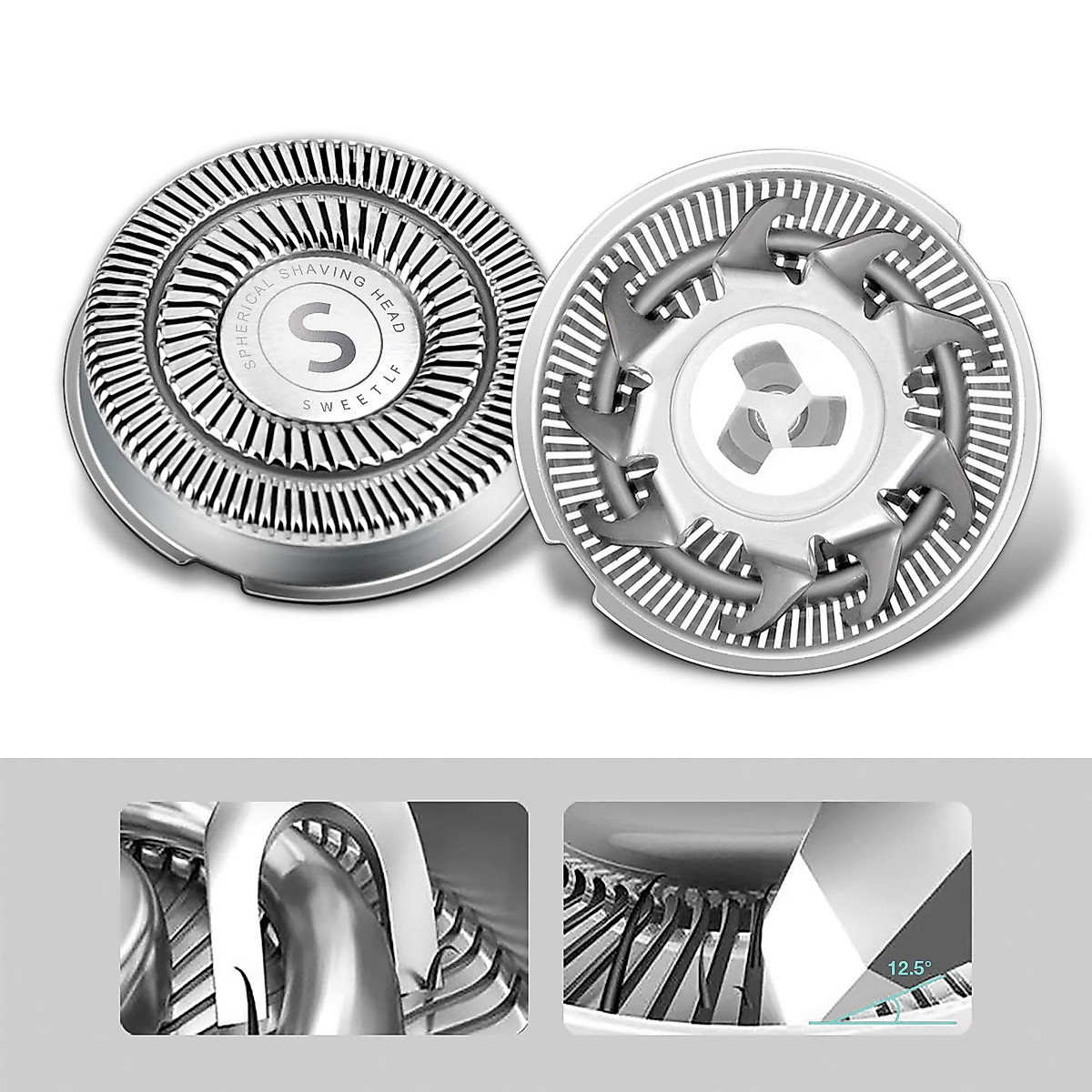 SweetLF 3 Pcs Replacement Shaver Head Blade Cutters IPX7 Waterproof Electric Razor Wet & Dry 3D Men’s Rotary Shaver SW-BC09