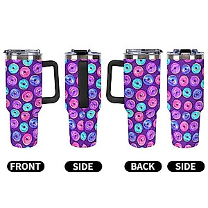 GSFHJKJW 40oz Galaxy Donuts Insulated Stainless Steel Tumbler with Handle Leakproof Water Bottles Travel Mug with Lid And Straw