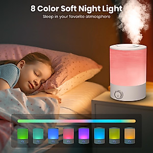 Esemoil Humidifiers for Bedroom, 2.5L Cool Mist Ultrasonic Air Humidifier with Top Fill & Quiet, 360° Nozzle, BPA Free, 25 Hour Diffuser with 8 Color Light & Auto Shut-off for Home Baby Nursery Plants