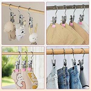 Boot Hangers for Closet 30 Pack, Boot Clips for Hanging, Laundry Hooks Hanging Clips Clothes Pins, Space-Saving Clothespin Hat Pants Towel Storage Hanging for Home and Travel (Black+Gray +Pink)