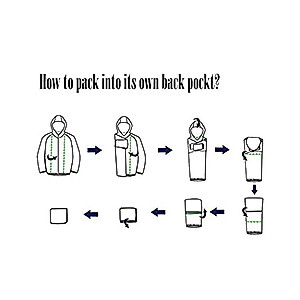 COOFANDY Mens Packable Lightweight Travel Cycling Rain Jacket Waterproof Hooded