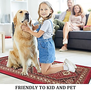 eqivei Kitchen Rugs Sets of 2, Non-Skid Rubber Kitchen Mats for Floor, Boho Kitchen Runner Rugs and Mats Washable, Farmhouse Cushioned Standing Mat for Kitchen, Front of Sink, Laundry（Red）