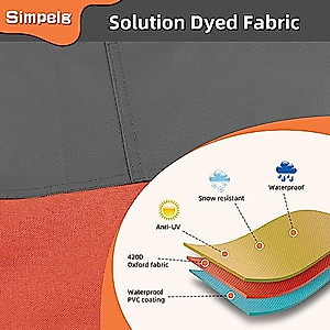 Simpelg Round Patio Furniture Covers, Outdoor furniture cover waterproof, Outdoor Table Chair Set Covers, Anti-Fading Rip-Stop Cover for Patio Furniture Set, 62" DIA x 28"H, Windsor Red/Grey