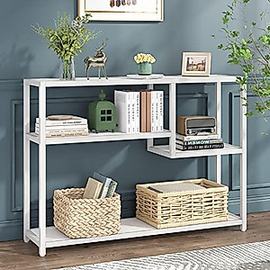Tribesigns 43 Inch Console Table, Small Entryway Table with Storage Shelves, Modern Entrance Table Behind Couch Table for Living Room, Entryway, Hallway, Foyer, TV Stand