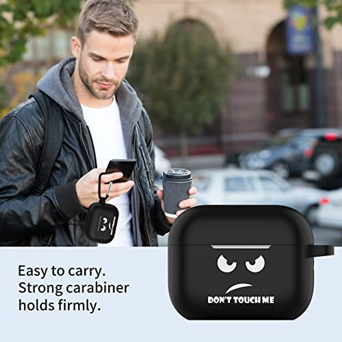 Airpods Pro 2nd/1st Generation Case Cover 2022/2019,CACOE Silicone Case for AirPods Pro 2nd/1st,Protective Skin AirPod Pro 2nd/1st Cases Shockproof Air Pod Cute Funny Accessories with Keychain(Black)