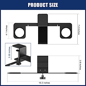 Dollox VR Stand VR Display Holder Under Desk Virtual Reality Headsets Metal Stand Storage Hook Universal Clamp on Desk Hanger Hooks for Oculus Quest 2/Quest/Rift S, HTC Vive Pro, PSVR 2