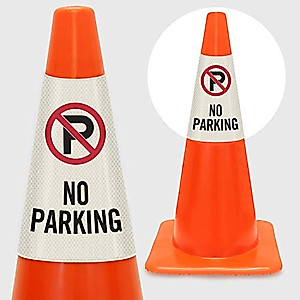 SmartSign “No Parking” Bright Reflective Cone Message Sleeve, [Cone Not Included]