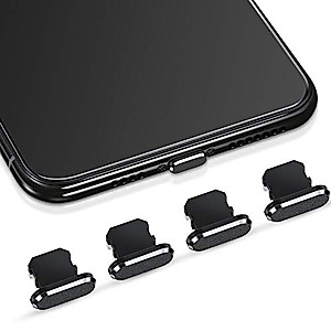 4 Pieces Anti Dust Plugs Compatible with iPhone 11, iPhone 12 Protects Charging Dust Cover Compatible with iPhone 11, 12, Pro, Max/X/XS/XR, 7, 8 Plus, iPad Mini/Air (Black)