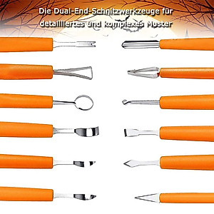 YAOMAISI Halloween Adult and Children Pumpkin Carving Kit Carving Knife Upgraded Edition 12 Pieces of Professional Stainless Steel Pumpkin Carving Tool Belt Handbag